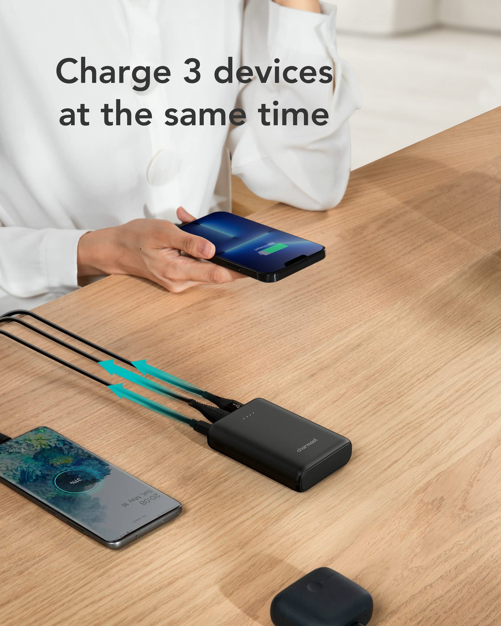 Charmast Portable Charger, Small 10000 Quick Charge Battery Pack, USB C Power Bank Fast Charging Mini Portable Battery Charger for iPhone, Samsung, More Phones