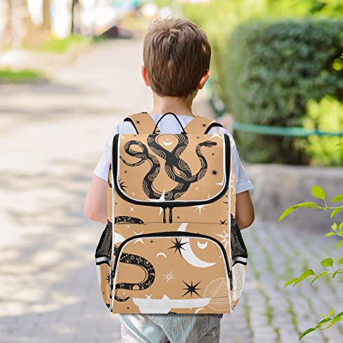 AIXIWAWA School Backpack (Alchemy Snake), Large Capacity Causal Daypack with Bottle Pockets Reflective Strips for Boys Girls Adults 12.2 x 7.87 x 16.14 inches
