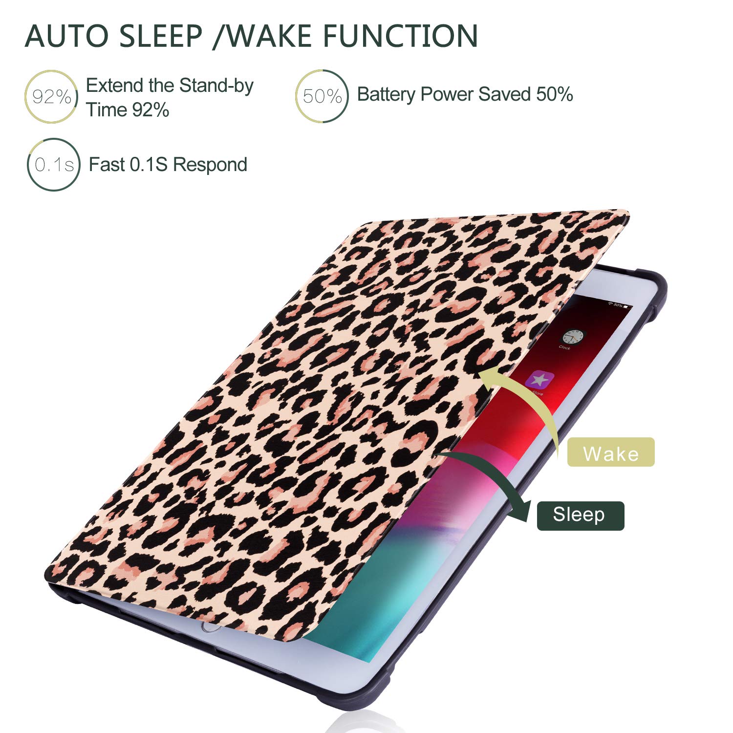 Gofupa iPad 9th Generation 2021 Case 10.2 Inch, iPad Air/Pro 10.5 Inch, 8th/7th iPad Case, Premium Leather Folio Cover, Built-in Pencil Holder, Auto Wake/Sleep Multiple Viewing Angles, Cheetah Leopard