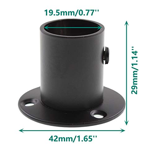 Shower Curtain Rod Holder,ULIFESTAR Closet Rod Brackets Heavy Duty Stainless Steel Pipe Pole Flange Socket Wardrobe Bracket End Supports,Easy Installation Quick Removal Black (Diameter 19mm/0.75ββ)