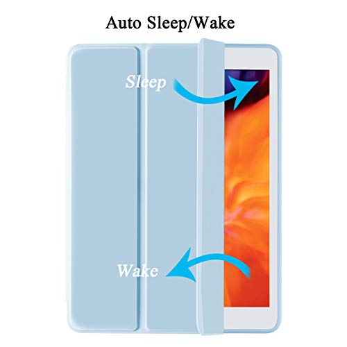 SIWENGDE Compatible for iPad 10.2 inch 9th/8th/7th Generation Case(2021/2020/2019) with Pencil Holder, Slim Soft TPU Smart Trifold Stand Protective Full Body Cover, Auto Sleep/Wake(Light Blue)