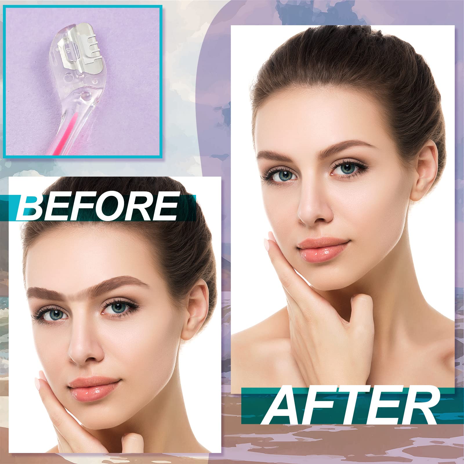 4 Pieces Eyebrow Razor Multipurpose T Shaped and L Shaped Dermaplane Razor Facial Razor Eyebrow Hair Trimmer Eyebrow Shaper for Women
