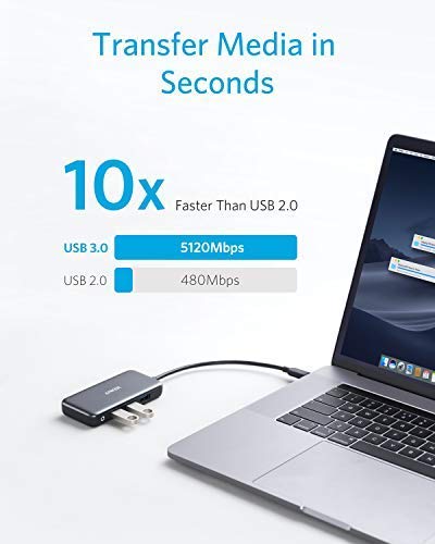 Anker USB C Hub, 5-in-1 USB C Adapter, with SD/TF Card Reader, 3 USB 3.0 Ports, for MacBook Pro 2018/2017/2016, Chromebook, XPS, and More