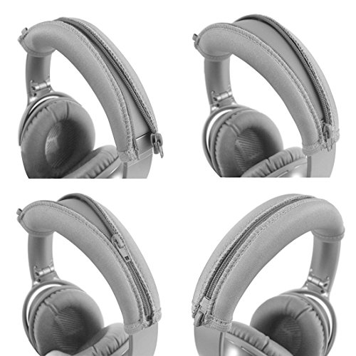 Geekria Headphone Replacement for Bose QuietComfort QC35, QC25, QC2, QC15 Replacement Ear Pad and Headband Pad/Ear Cushion + Headband Cushion/Repair Parts Suit (Grey Silver)