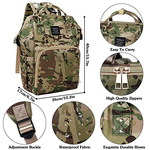 FEWOFJ Camo Baby Boy Diaper Bag Backpack for Dad, Large Tactical Nappy Bags for Mens Travel
