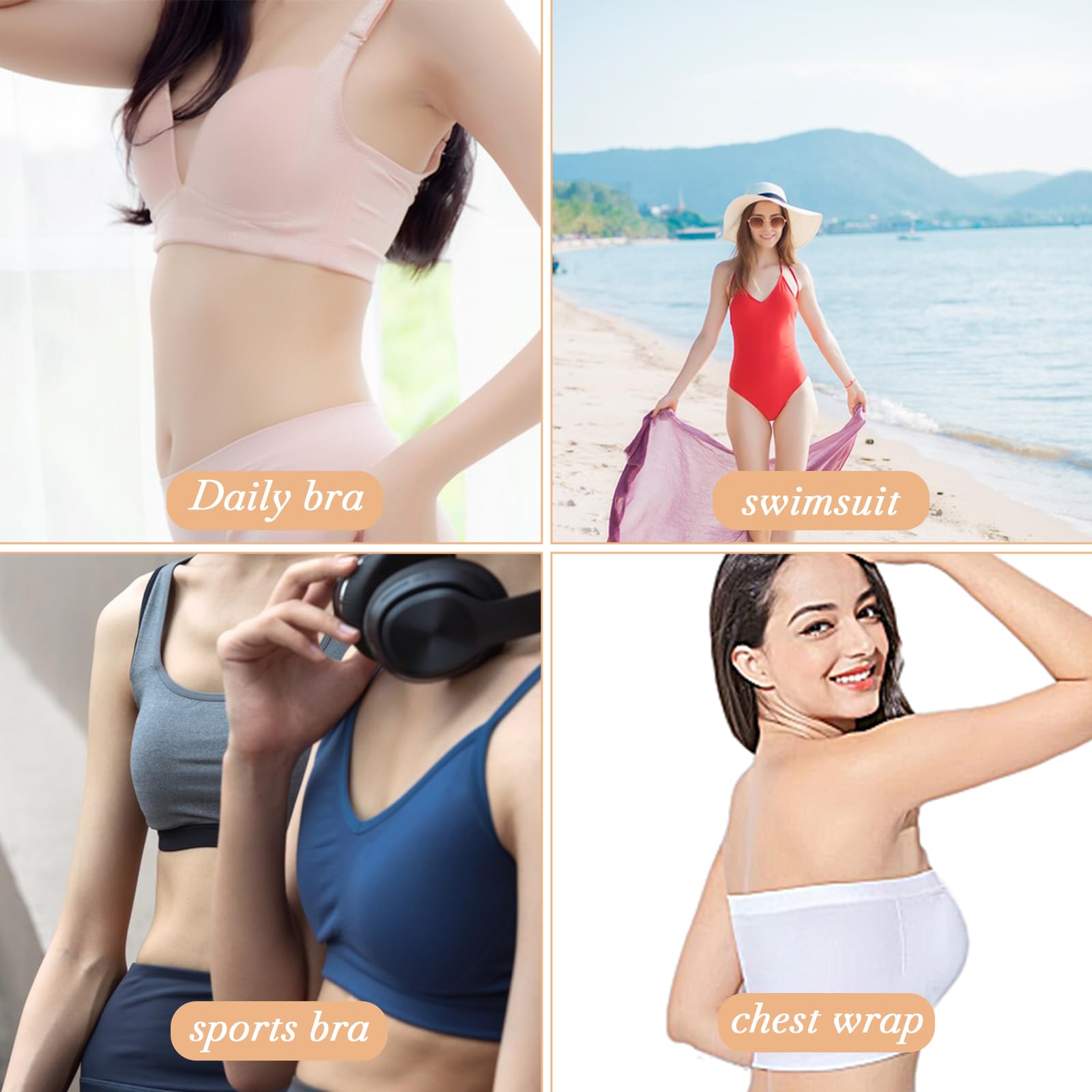 2 Pairs Bra Pads Inserts Breast Enhancers, Women's Push Up Bra Inserts Sew in Bra Cups for Sports Bras Push up Swimsuit Pads Fits A Cup