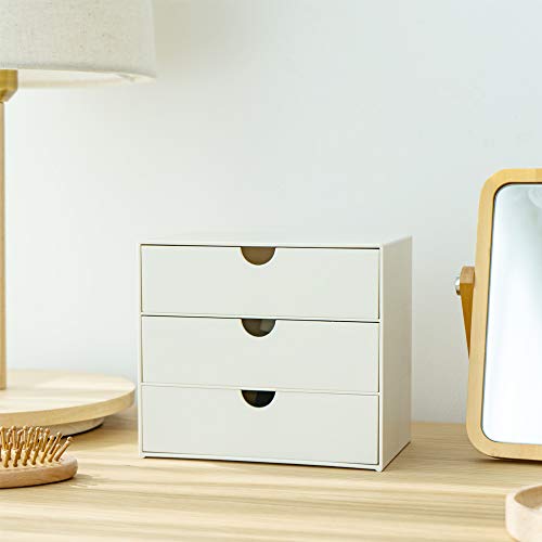 Lunmore 3-Drawer Vanity Organizer, Compact Storage Organization Drawers Set for Cosmetics, Dental Supplies, Bathroom, Dorm, Desk, Countertop, Office Mini Size
