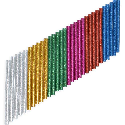BATDIYOW Mini Glitter Glue Gun Sticks Colored 30 PCS 6 Colors 0.27 in x 4 in Compatible with Most Glue Guns