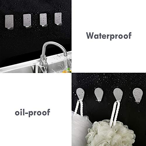 JINSHUNFA Adhesive Hooks, 304 Stainless Steel Towel Hooks Brushed Wall Hooks Sticky Hangers for Keys, Coats, Robe, Bags, Home, Kitchen, Bathroom (Set of 16) Utility Hooks