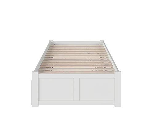 AFI Concord Twin XL Size Platform Bed with Footboard & Twin XL Trundle in White