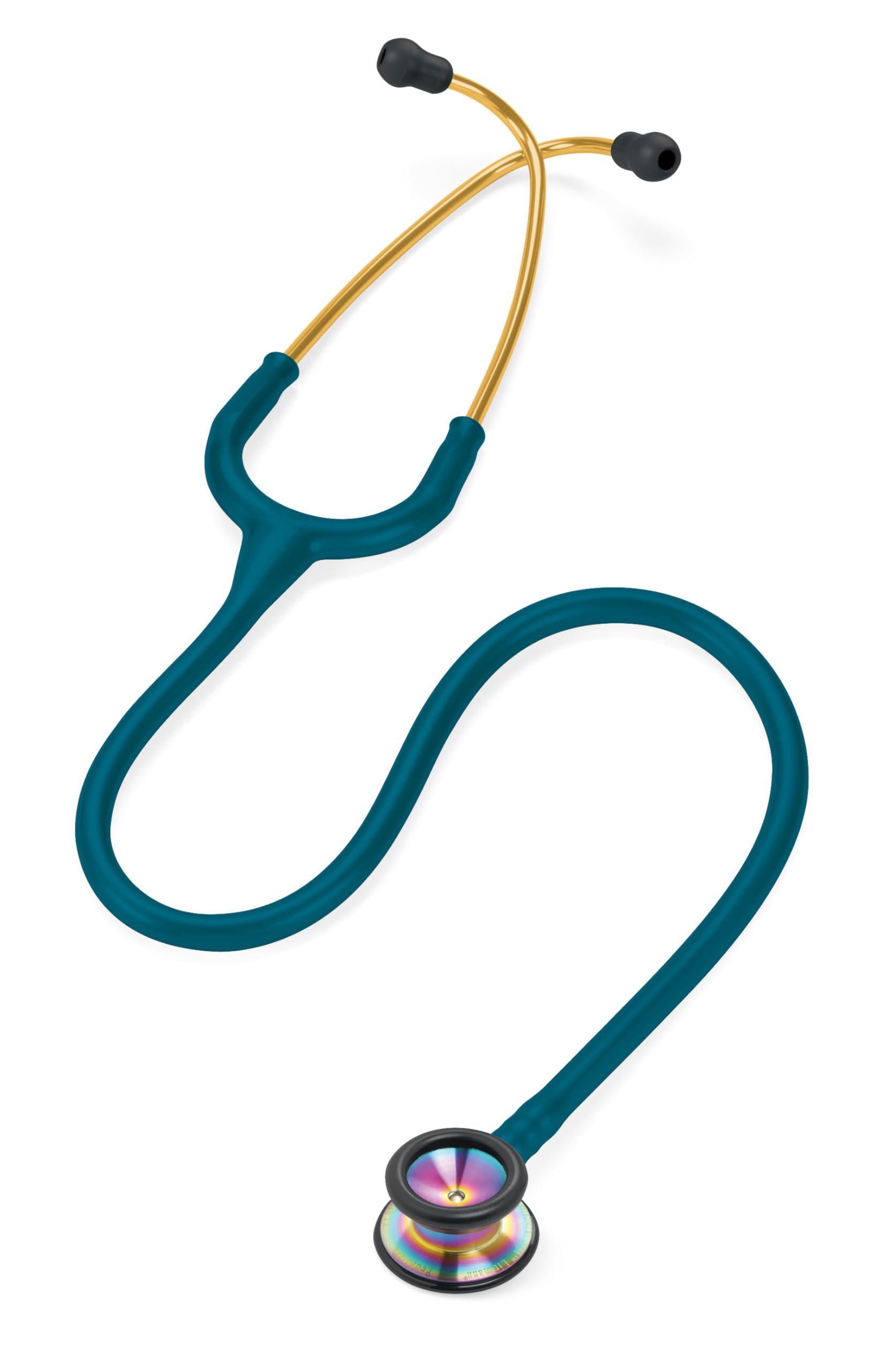 3M Littmann Classic II Pediatric Stethoscope, 2153, Stainless Steel Rainbow-Finish Chestpiece, 28" Caribbean Blue Tube, Brass Stem, and Headset