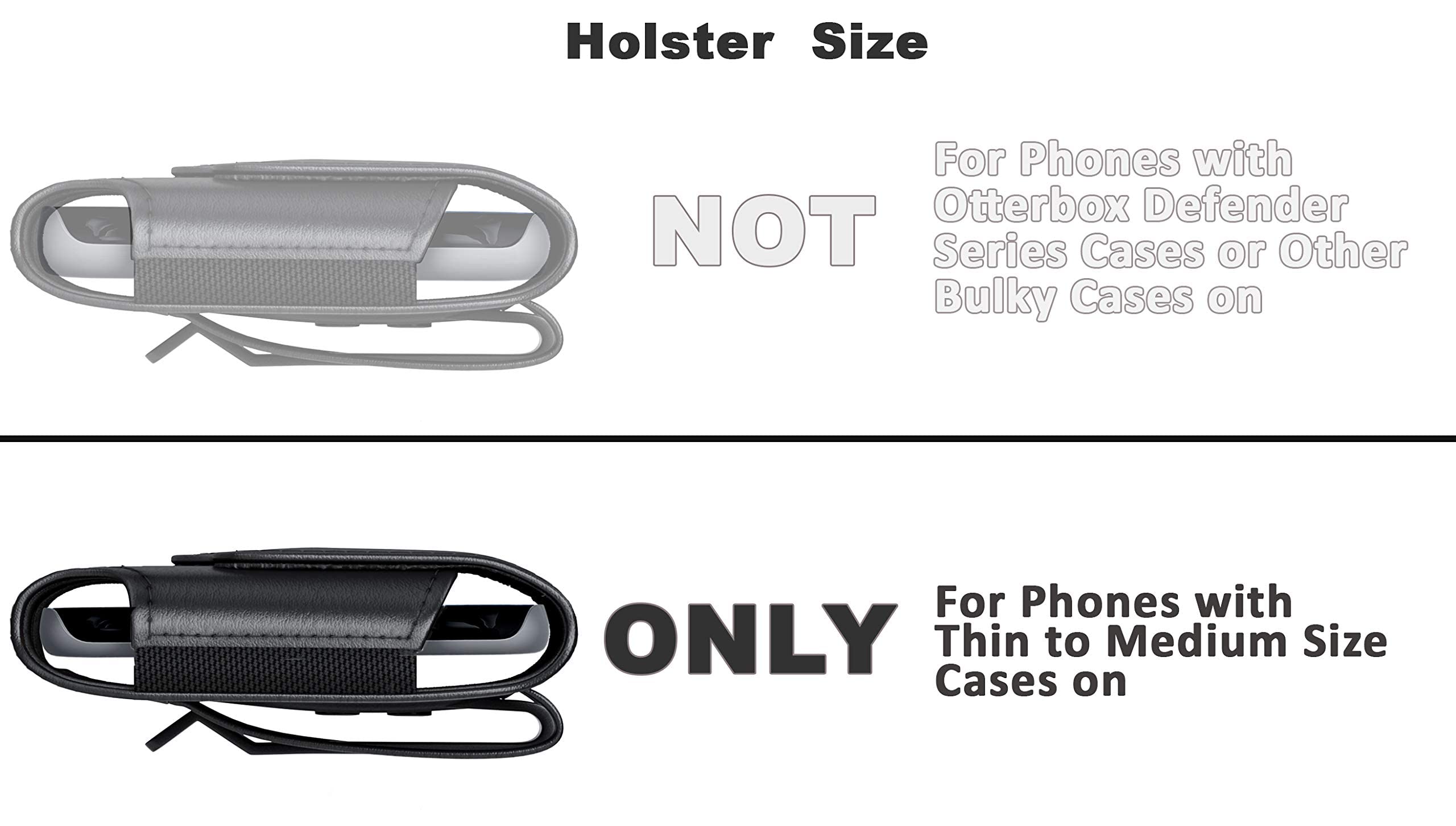 DeBin Holster for iPhone 14, 14 Pro, 13 Pro, 13, 12 Pro, 11, XR, Galaxy S22, S21, S20, S10, Google 7, Belt Case with Belt Clip Cell Phone Belt Holder Pouch Cover (Fits Phone with Otterbox Case) Black