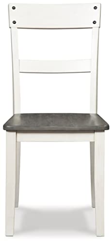 Signature Design by Ashley Nelling Modern Farmhouse Weathered Dining Chair, 2 Count, White & Dark Brown