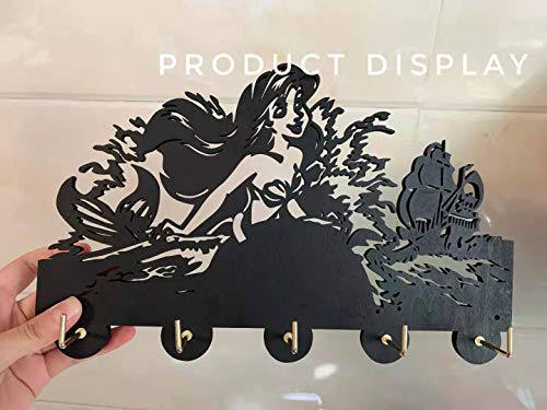 Disney Mermaid Cartoon Animation Key Hooks- Clothes Hooks, Wood Key Holders for Entryway,Kitchen,Living Room ,Child Gift.