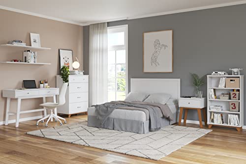 Child Craft SOHO 4 Drawer Mid-Century Modern Chest, Anti-Tip Kit, Extra-Large Storage for Baby Nursery, Kid’s Room (White/Natural)