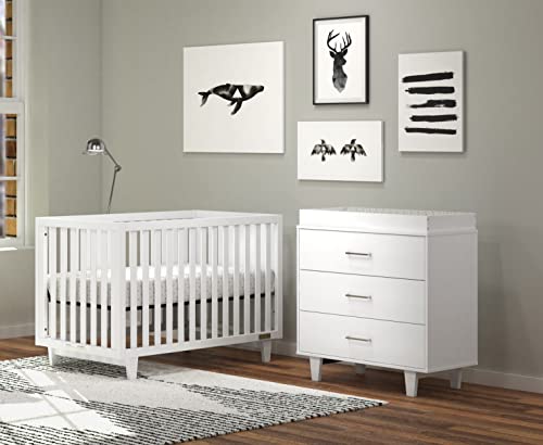 Child Craft Tremont 2 Piece Baby Nursery Set with 4 in 1 Convertible Crib and Changing Table Dresser (Matte White)