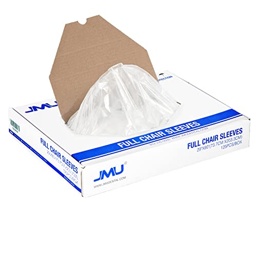 JMU Dental Full Chair Cover, Disposable Clear Plastic Sleeve Protector, 29" x 80", Box of 125