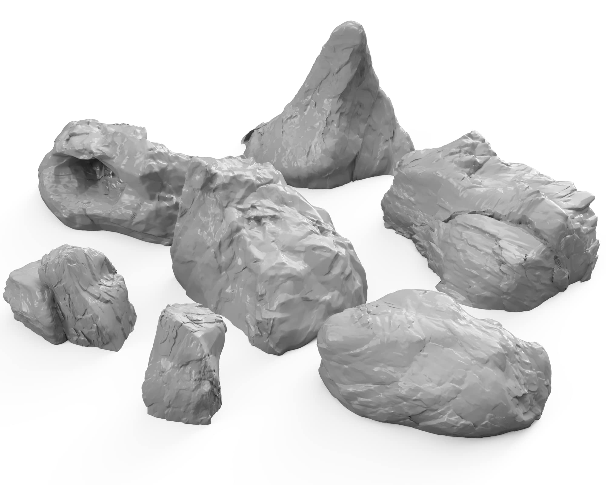 3DEGOS Stone Boulder Rock Set DND Terrain 28mm for Dungeons and Dragons, D&D, Pathfinder, Warhammer 40k, RPG, Miniatures, Age of Sigmar, Tabletop, D and D, Dungeons and Dragons Gifts