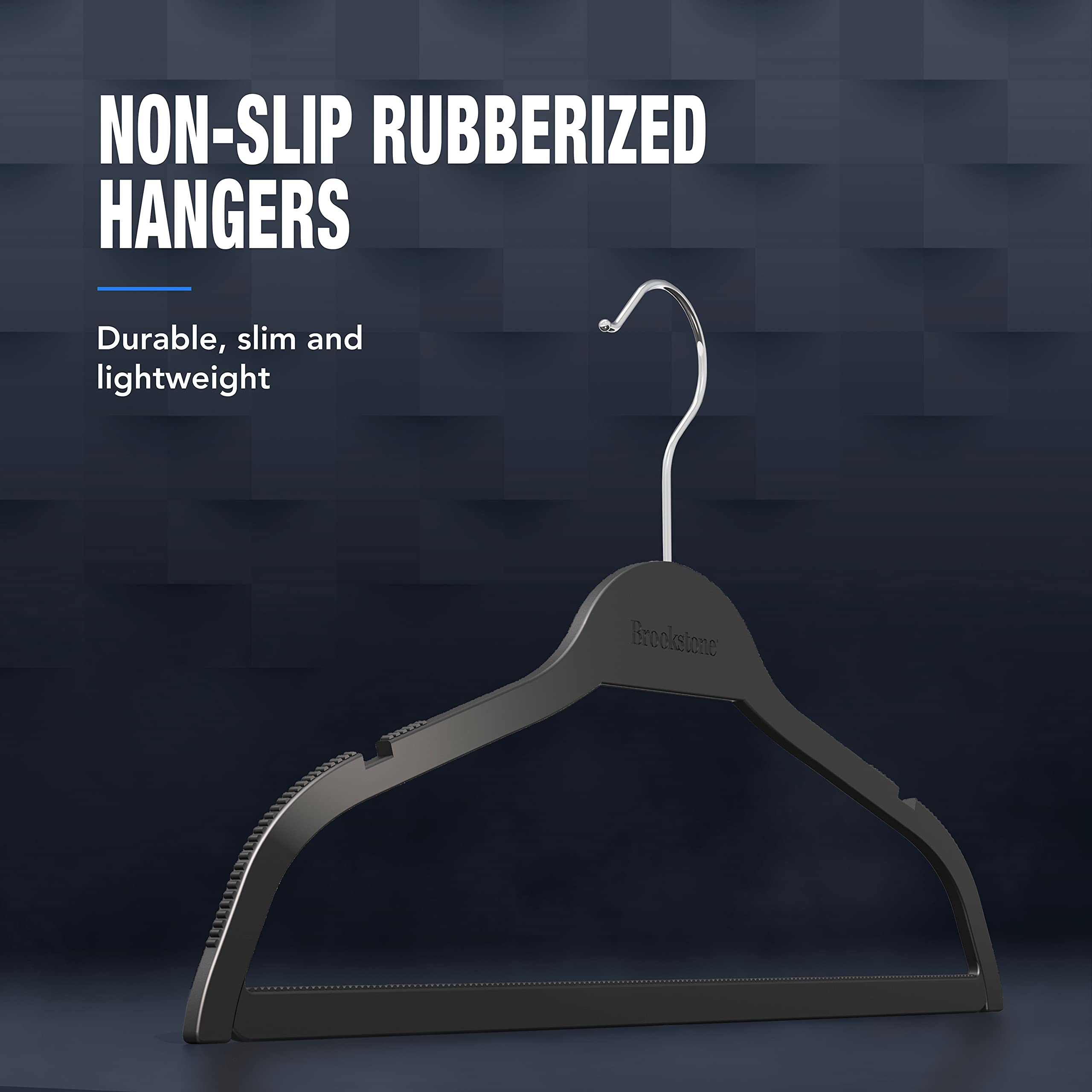 BROOKSTONE, 25 Pack [Non-Slip] 3D Rubberized Hangers, Ultra Slim Lightweight Design, Heavy-Duty, Won’t Stain Fabric, Swivel 360° Hook