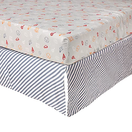 Orange Infinity 4 Piece Dreamland Crib Bedding Sets for Boys and Girls for Standard Size Crib | Nursery Baby Bedding Set of Crib Fitted Sheet, Crib Quilt, Dust Ruffle & Pillow Case, Grey