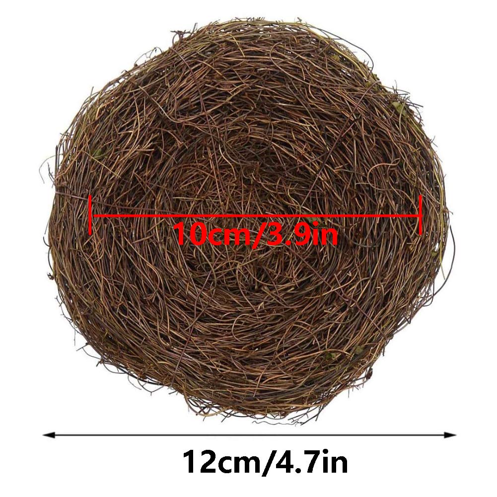 Artificial Bird Nest, Bird Nest with Artificial Bird Eggs, Country Style Simulation Twig Bird Nest for Handmade Easter Rattan Nest Creative Decoration for Home Garden(10~12 cm)