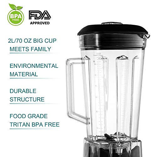Countertop Blender Professional Commercial Mixer Blender 70oz with 2200 Watt Base,Total Crushing Technology for Smoothies, Ice and Frozen Fruit (Black)