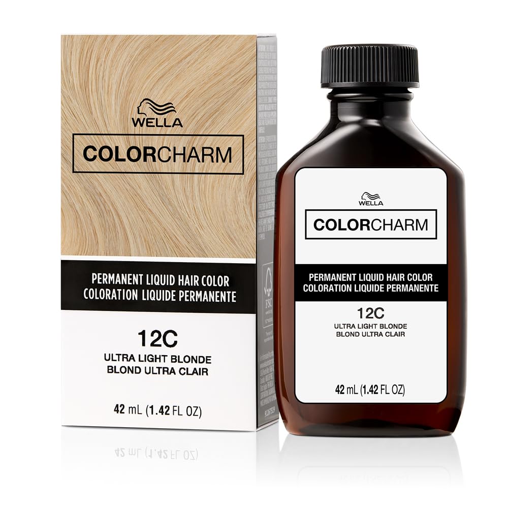 COLORCHARM Permanent Liquid Hair Color for Gray Coverage| 12C Ultra Light Blonde| 1.4 Fl Oz