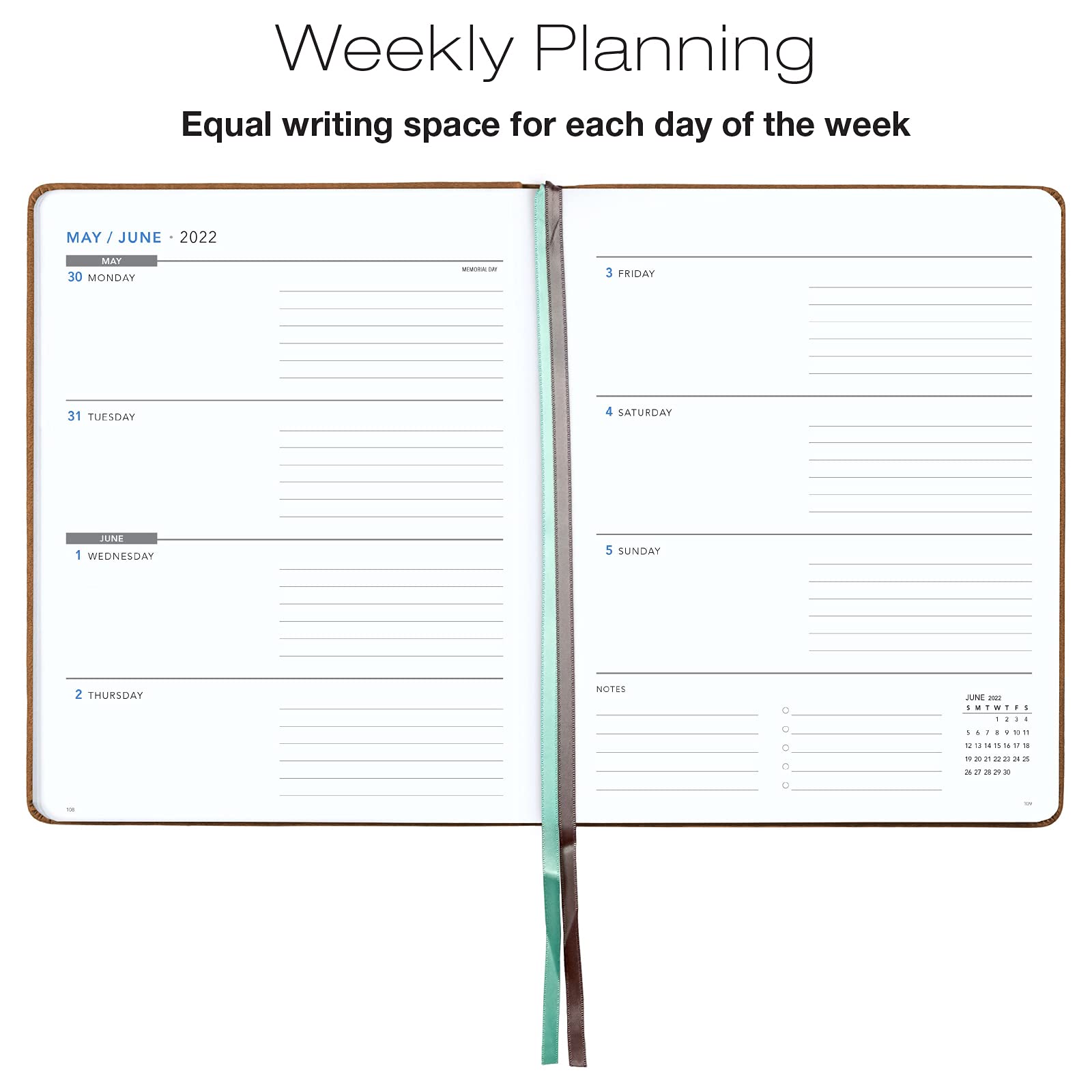 2022 Planner: Extra Thick Paper 8"x10" Resolute Planner with, 14 Months (November 2021 Through December 2022) Weekly Calendar/Weekly Planner Organizer with 5"x8" Journal (Brown)