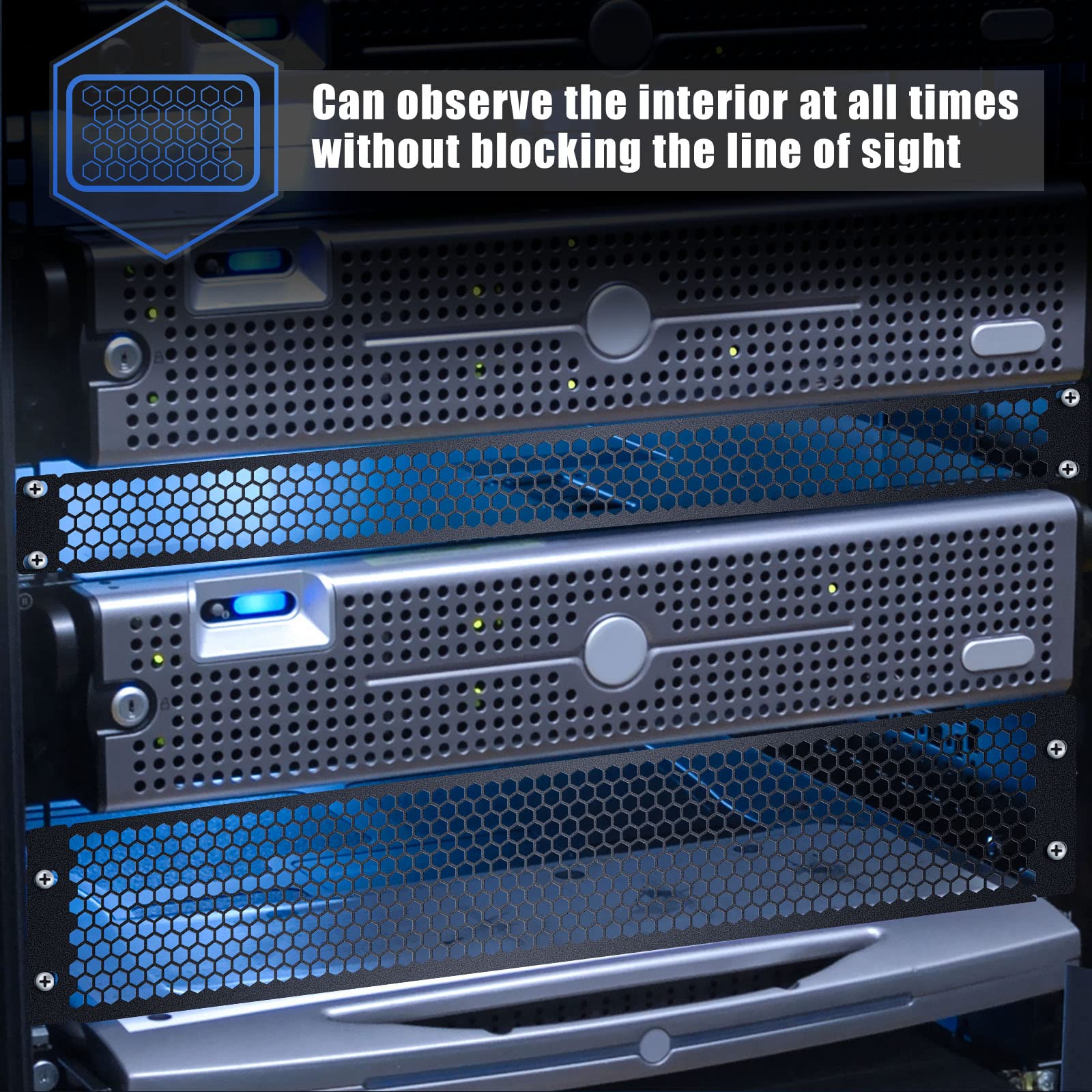 3 Pcs Vented Blank Rack Mount Panel Plate Rack Mount Shelf 1U 2U 4U Blank Panel Vent Recording Studio Rack Accessories for 19 Inch Equipment Cabinet Server Rack, Black