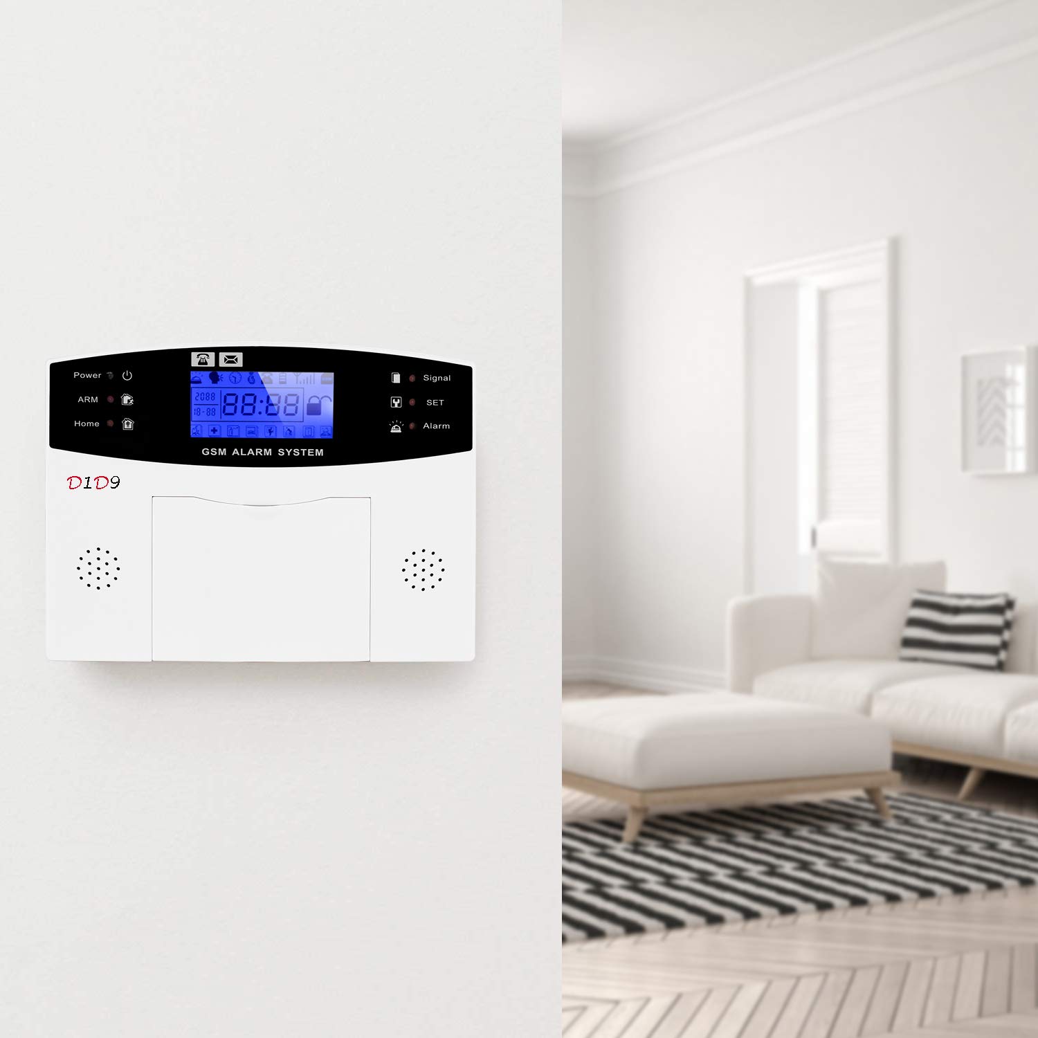 D1D9 Home Alarm System Wireless Built in Antenna Scare Burglar Away for DIY GSM House Security