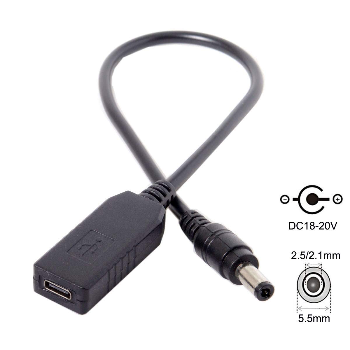 cablecc USB 3.1 Type C USB-C to DC 20V 5.5 2.5mm & 2.1mm Power Plug PD Emulator Trigger Charge Cable for Laptop