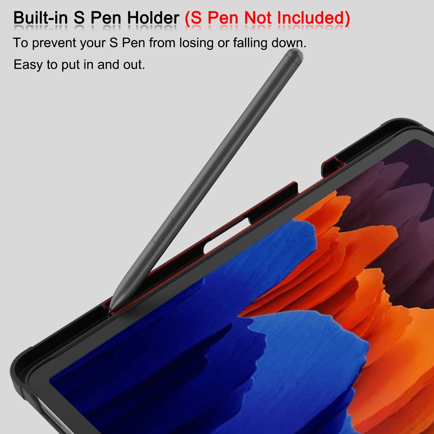Soke Galaxy Tab S8+/S7 FE/S7 Plus Case with S Pen Holder [SM-X800/X806/T730/T736B/T970/T975] - Shockproof Stand Folio Case for Samsung Tab S8+ 2022/S7 FE 2021/S7 Plus 2020 12.4" Tablet,Black