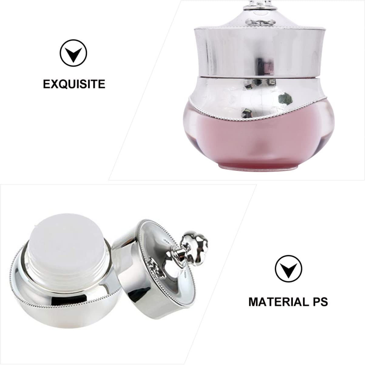 9pcs G Refillable Container and Empty Round Toiletries Containers Practical Cosmetic Creams Metal Makeup Lotion Oils Body for Travel Bottle Jar Crystal Ointments Pot Hand Up