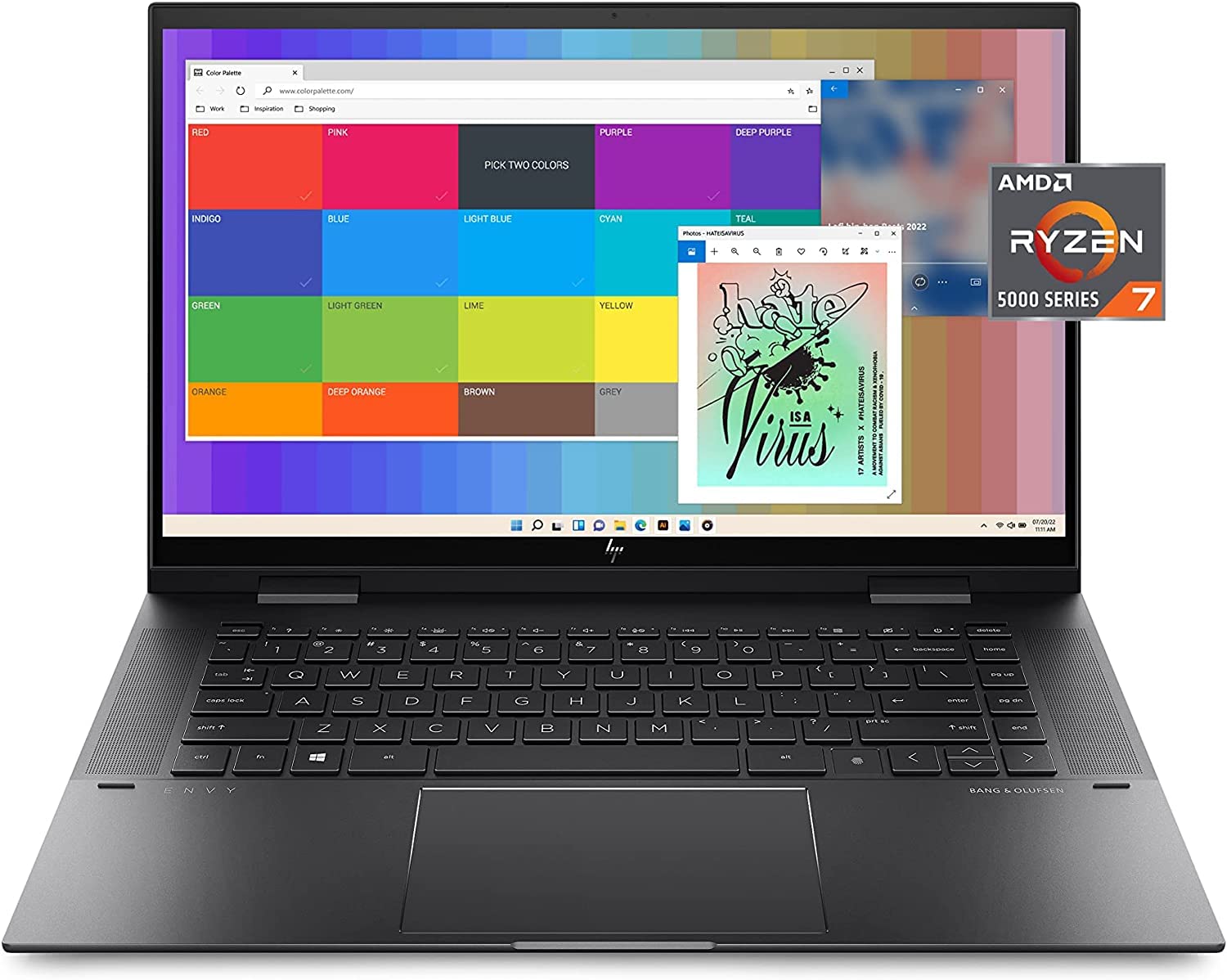 2022 HP Envy 2-in-1 Laptop 15.6 inch FHD Touchscreen 8-Core AMD Ryzen 7 5825U Radeon Graphics 32GB DDR4 1TB NVMe SSD WI-FI 6 Windows 11 Pro Fingerprint Backlit Keyboard w/ RTZK 32GB USB Drive