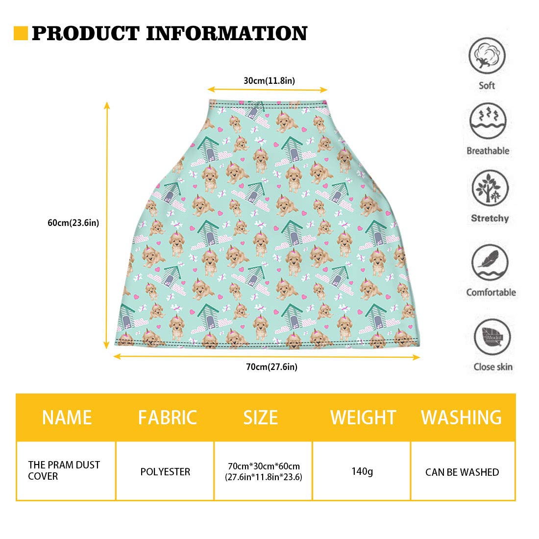 JEOCODY Cow Print Baby Car Seat Carseat Canopy Covers Personalised Nursing Privacy Protection Multi-Use Breastfeeding Shawl