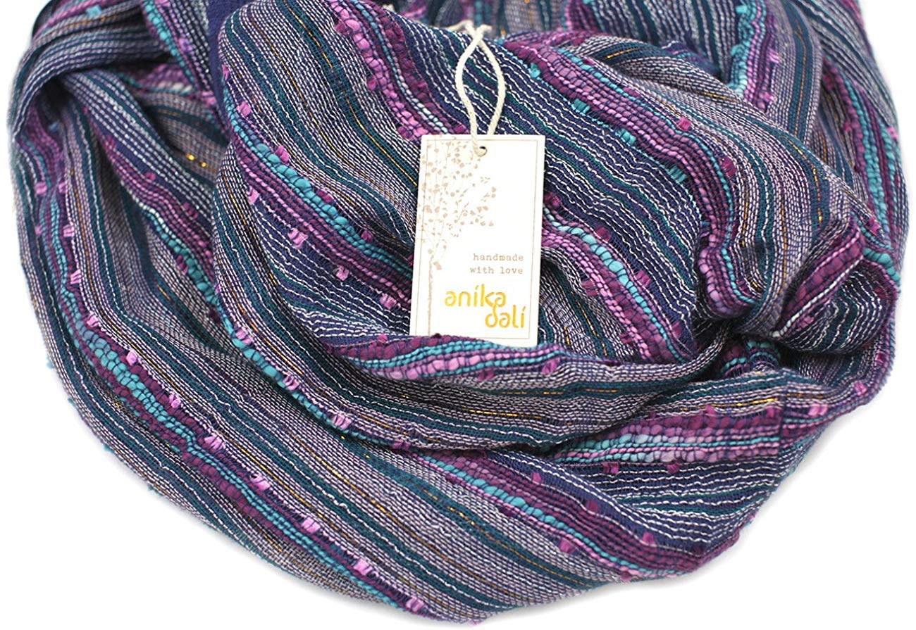 Anika Dali Women's Shimmer Sparkle Infinity Scarf- Festival Boho Bliss Fashion Scarf (Blue Turquoise)