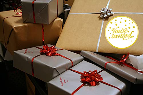 Gold Round You are Invited Stickers,Wedding Stickers for Envelopes,Save The Date Label,2 Inch Invitation Card Envelope Seals,Please Join Us Stickers for Envelopes160 Pcs Per Pack.