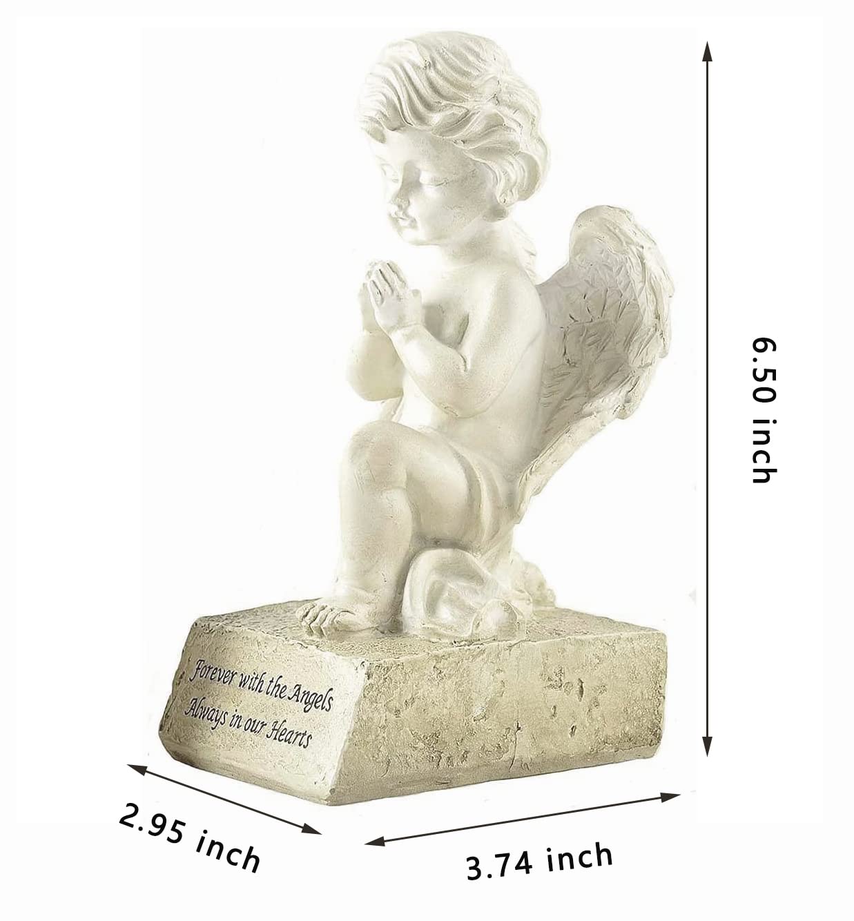 Artisan Flair Praying Angel Figurines,Resin White Cherubs Statues,Home Garden Memorial Angel Sculpture-6.5 Inch