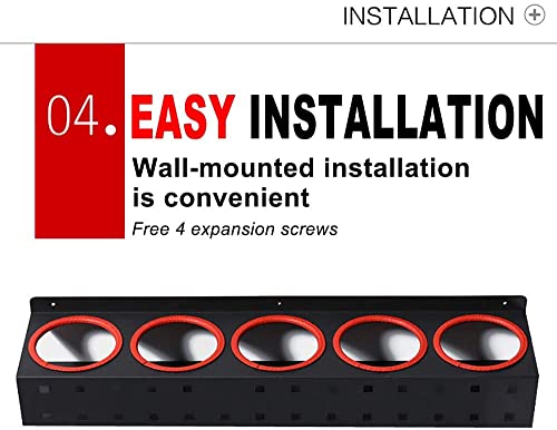 Ggeresulie Spray Bottle Storage Rack Abrasive Wall-Mounted Rail shelf Car Beauty Shop Accessory Display Auto Cleaning Detailing Tools Organizer For Wall Mounted, black,red, 22 x 4.7 x 5 inches
