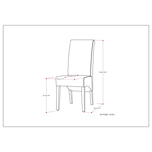 SIMPLIHOME Avalon Deluxe Parson Dining Chair (Set of 2), Light Beige Linen Look Fabric and SOLID WOOD, Square, Upholstered, For the Dining Room, Transitional Modern