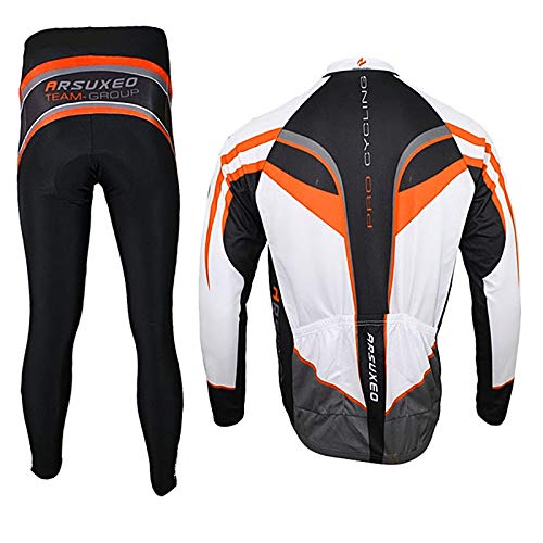 21Grams Long Sleeve Cycling Jersey with Tights Spandex Silicon Polyester Bike Clothing Suit Orange