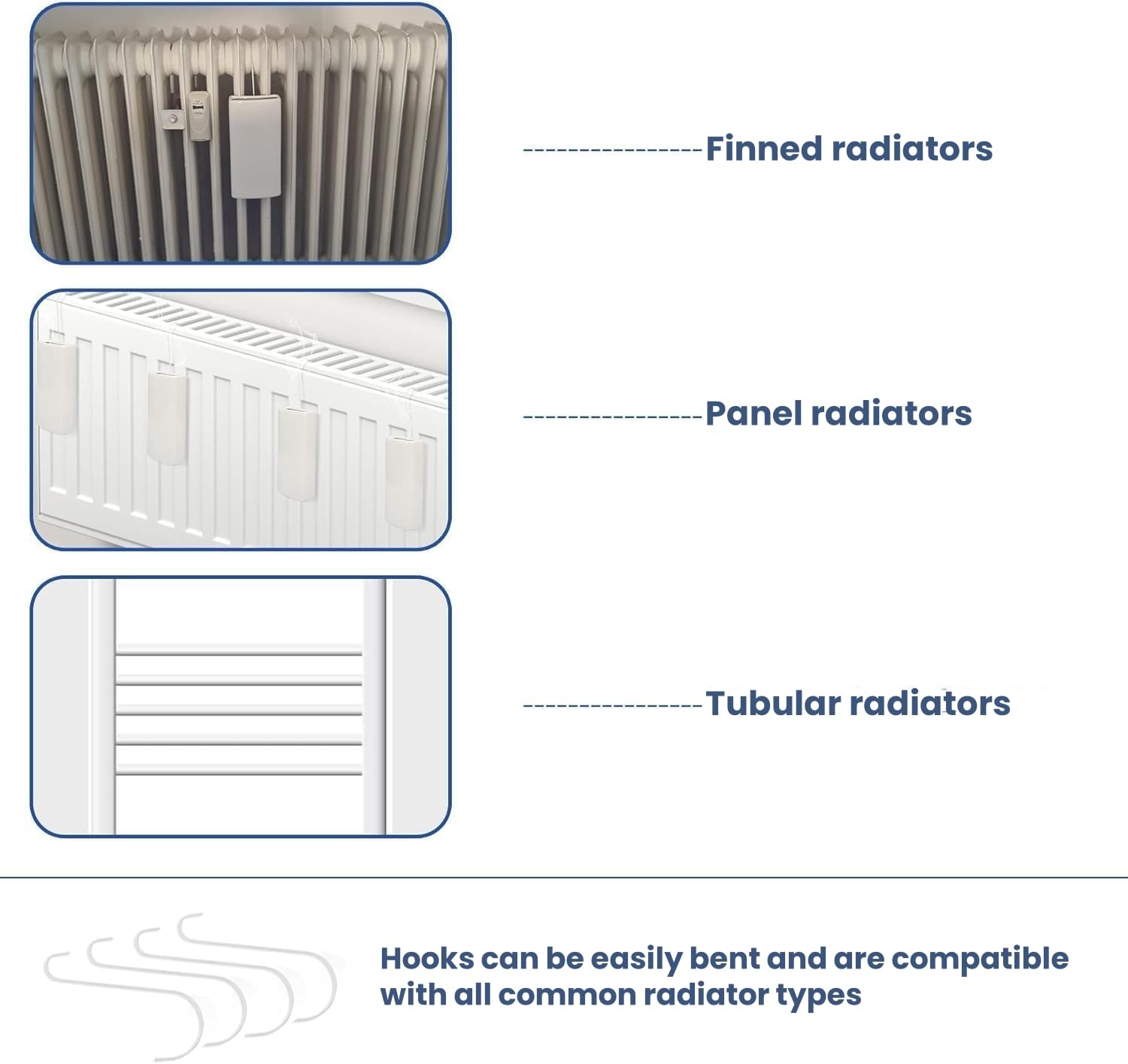 4 Pieces White Ceramic Radiator Hanging Humidifier Set,Controls Dry Air Moisture Humidity with Free Hanging S Hooks,Eco Friendly No Electricity Required, Easy to Clean (Ceramic White)