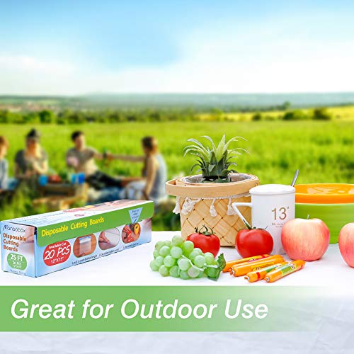 Disposable Plastic Cutting Board Large Cutting Mats for Kitchen, Outdoor Camping, BBQ, RV,Traveling,totally Food Safety With Easy Cut Slider Included,12In x 25Ft