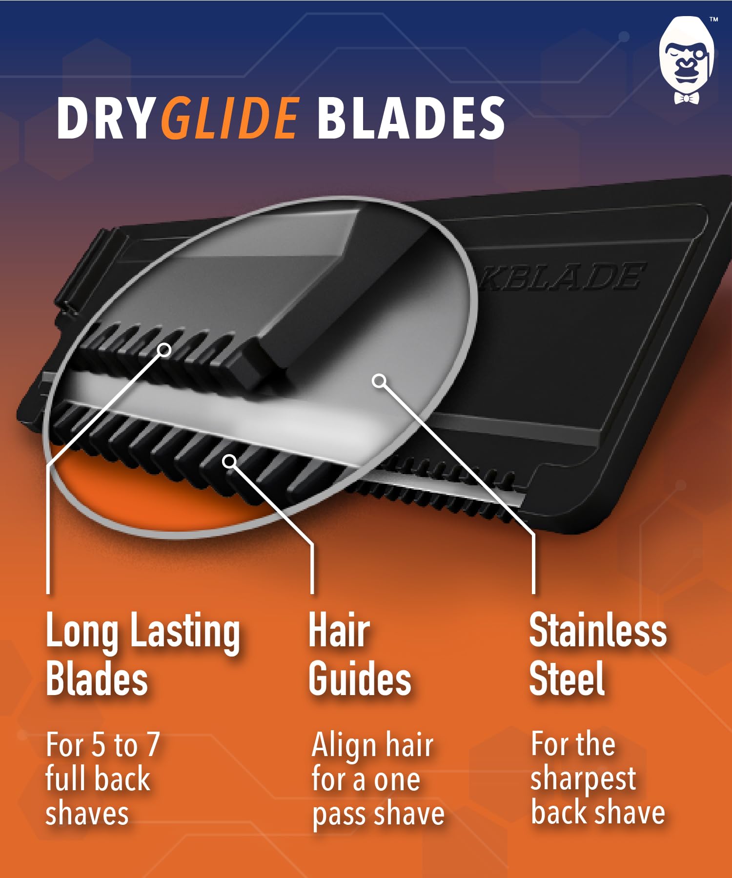 Bakblade 2.0 Refill Cartridges Bundle, Back Hair & Body Shaver Replacement Cartridges, Extra-Wide Wet Dry & Disposable Razor Blades (6 Blades)