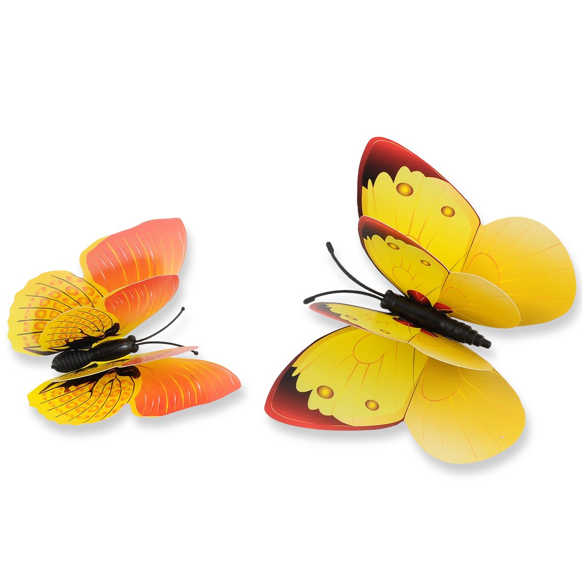 DaGou Mixed of 12PCS 3D Pink Butterfly Wall Stickers Decor Art Decorations¡ (Yellow)