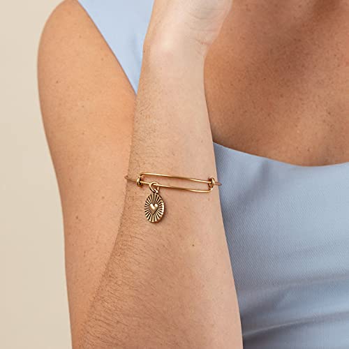 Alex and Ani Path of Symbols Expandable Bangle for Women, Heart Embossed Charm, Rafaelian Gold Finish, 2 to 3.5 in