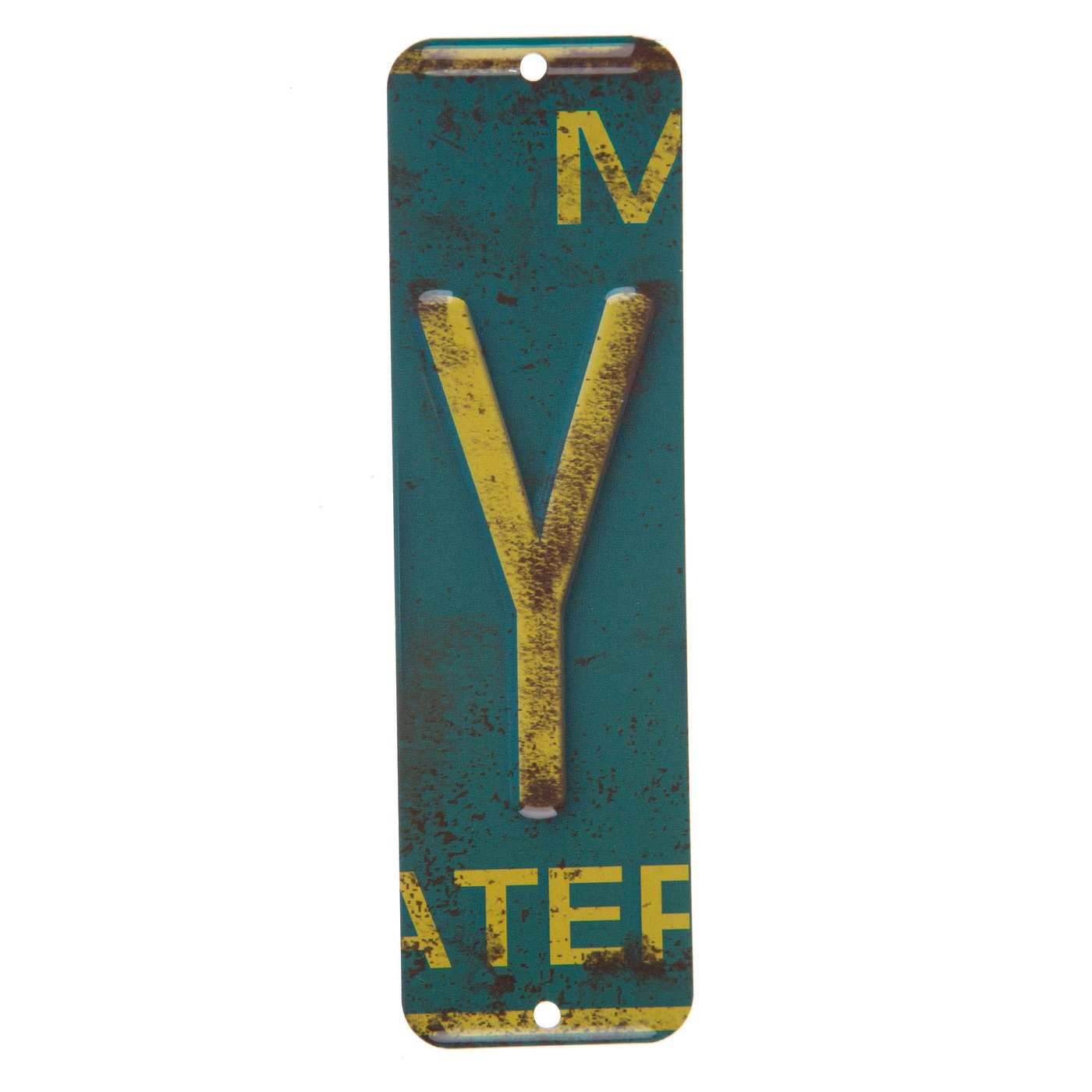 Antique Retro License Plate Indiviidual Alphabet Monogram Wall Letters Use with Wall Mounted Mailboxes, Mancave, Garage Spell Name or Initials Unique Nursery to Teenagers Room (Y)