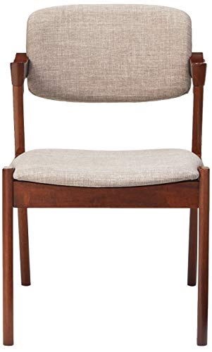 Baxton Studio Gonza Dining Chiars, Light Grey/Walnut Brown