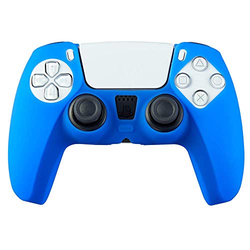 3 Pack Silicone Controller Skin Cover, Anti-Slip Protector Case for Sony PS5 Playstation 5 Controller with 8 Thumb Grips (Black Blue Red)