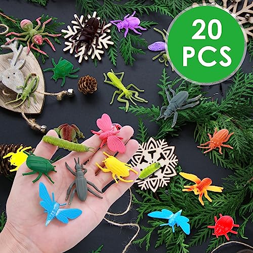 Giantree Mini Insect Figures Toys Set, 20Pcs Plastic Crawling Animals Small Realistic Animal Toys Assorted Animal Insect Figures Playset for Insect Themed Party Halloween Supply
